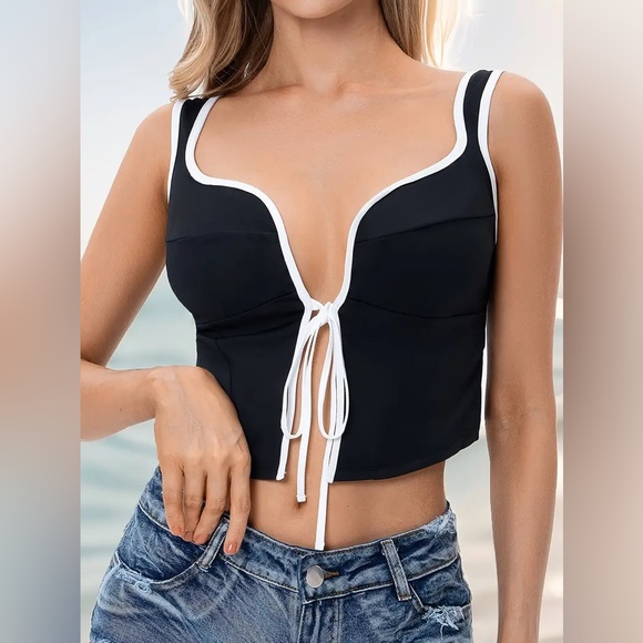 Commense | Tops | Tops Sexy Open Front Crop Tops Bandage Cami Backless Sleeveless Commense ...